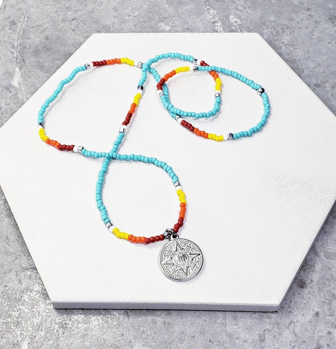 Men's aztec TRIBAL Turquoise Necklace - Etsy