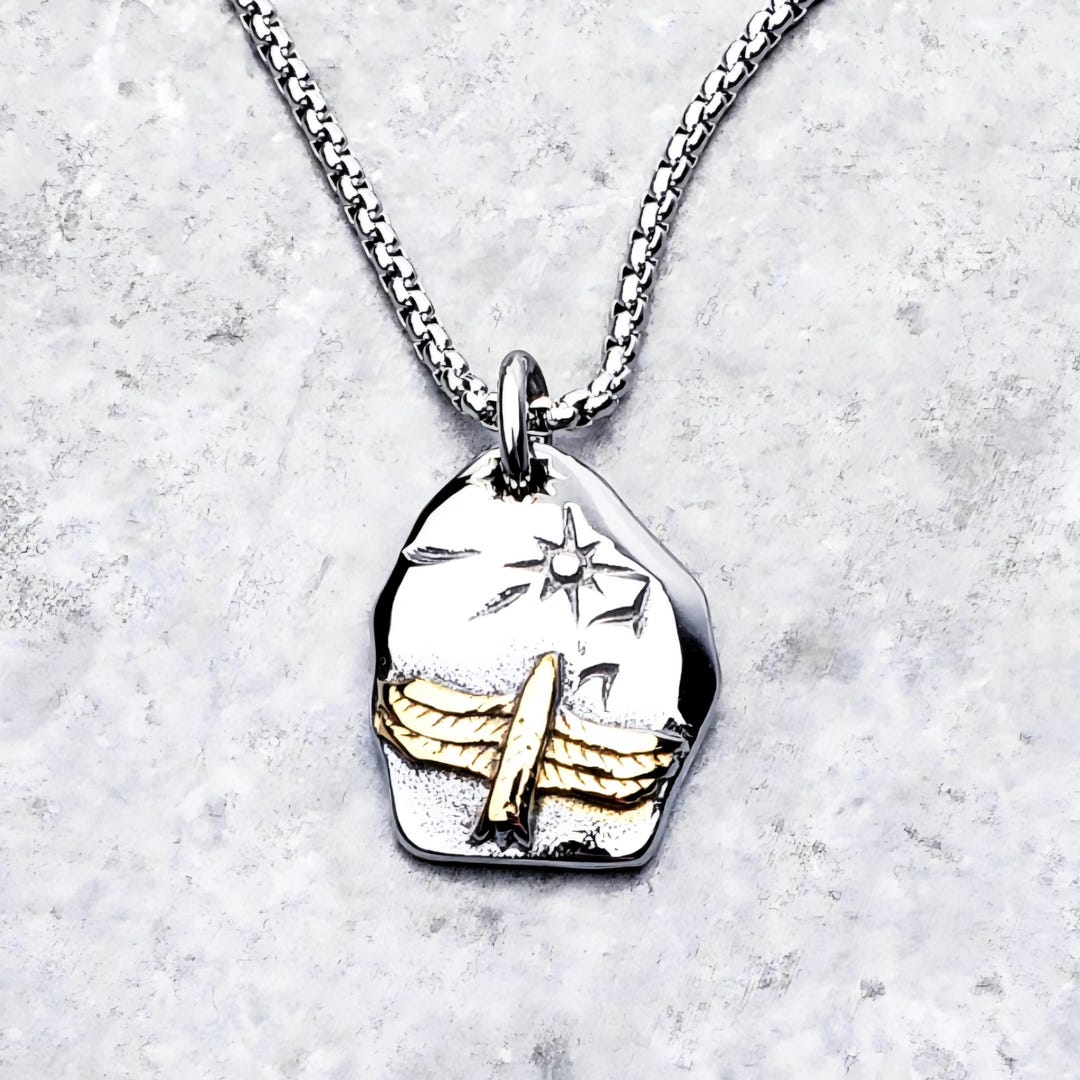 Men's TRIBAL EAGLE AMULET Necklace | Men's Gold & Silver Stainless ...