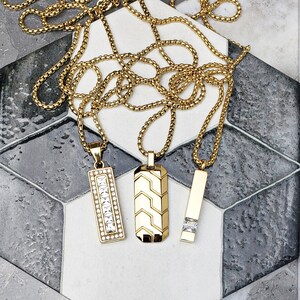 Men's "gold CHEVRON Tag" Necklace| Men's Gold Stainless Steel Sculpted ...