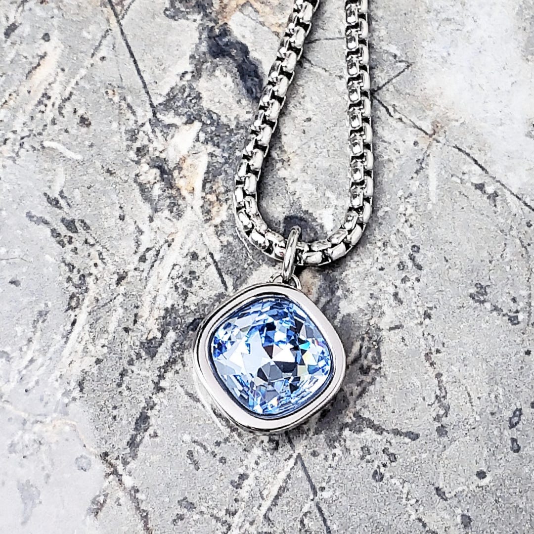 Sterling Silver Aquamarine Necklace Men