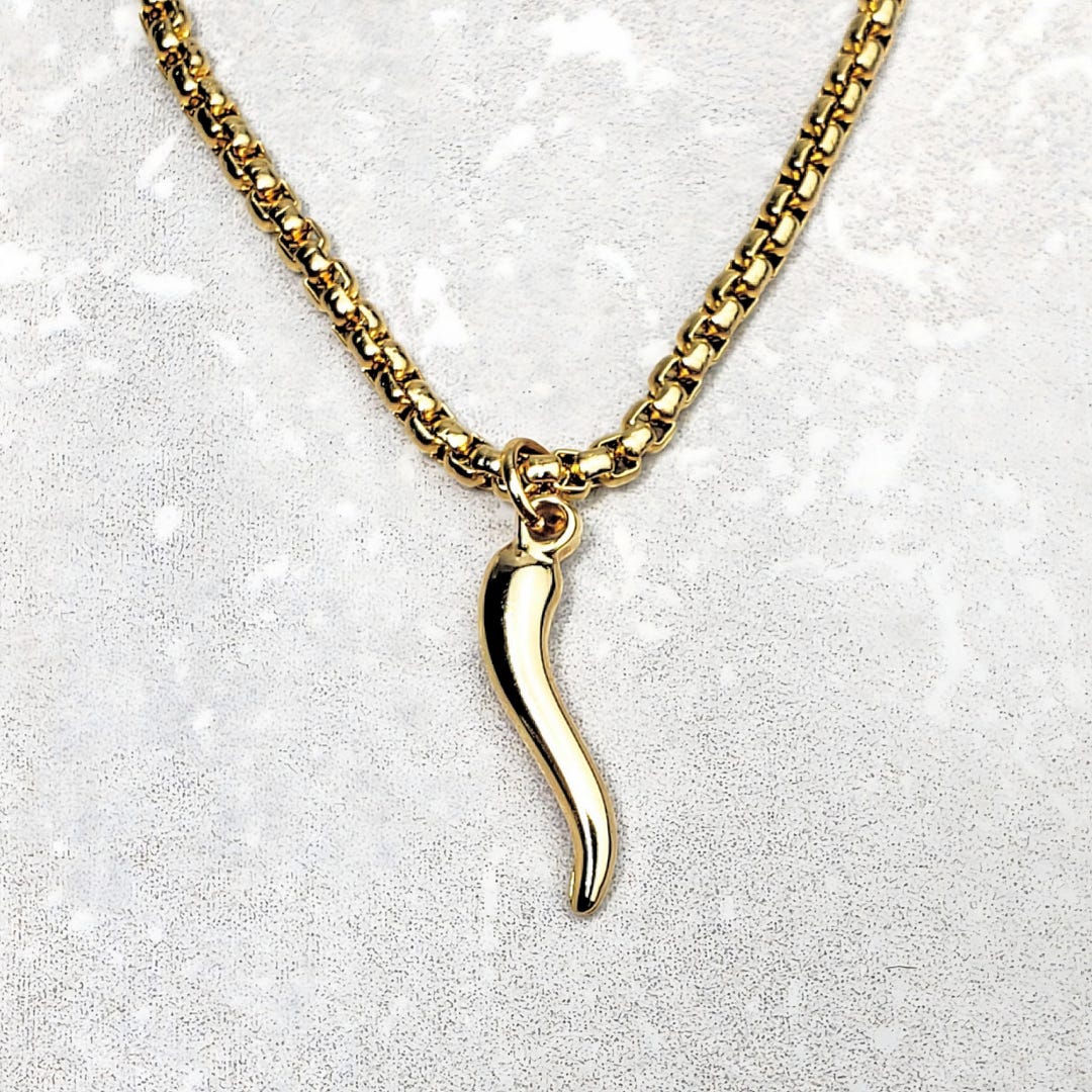 Men's "gold STEEL Cornicello" Necklace| Men's Gold Stainless Steel ...