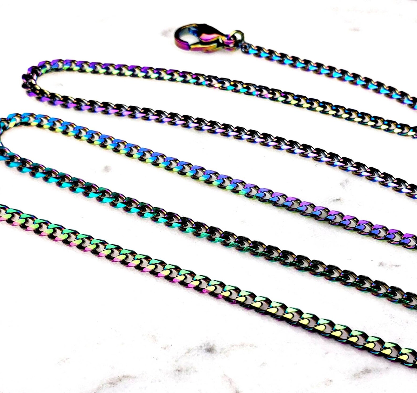 Men's colors CURB Chain Necklace Men's - Etsy