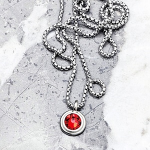 Men's SILVER RUBY COIN Necklace | Men's Ruby Gemstone Silver Stainless ...
