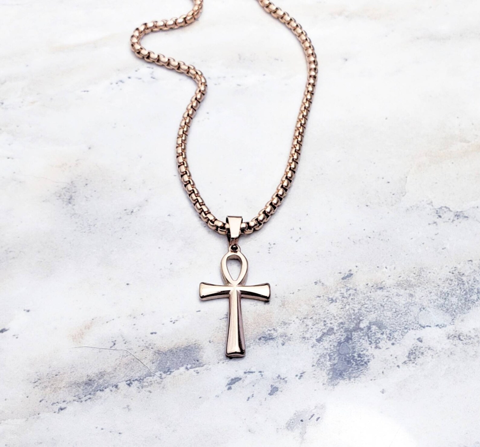 Men's rose GOLD Ankh Necklace Men's Rose - Etsy
