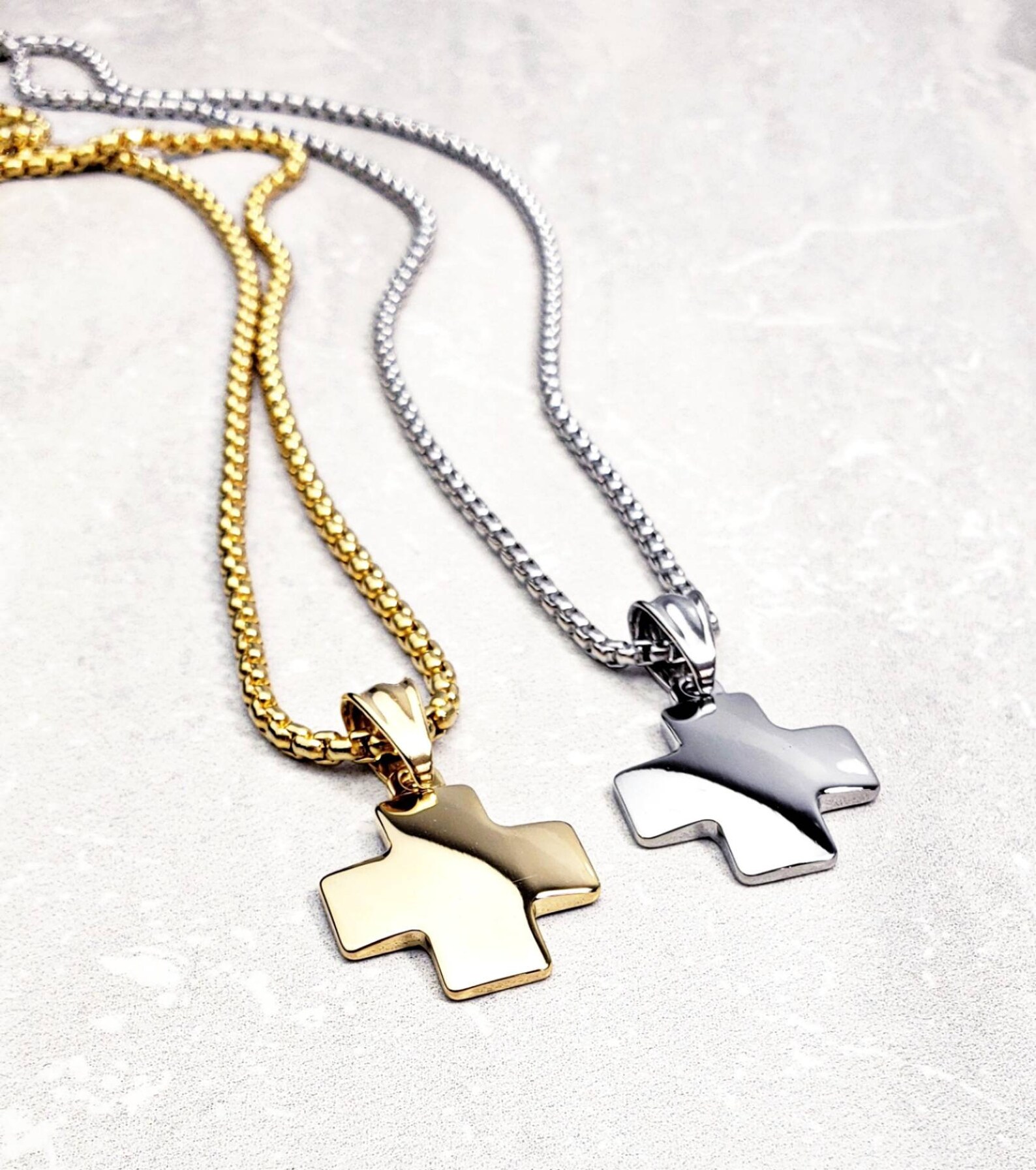 Men's SILVER GREEK CROSS Necklace | Men's Silver Stainless Steel Greek ...