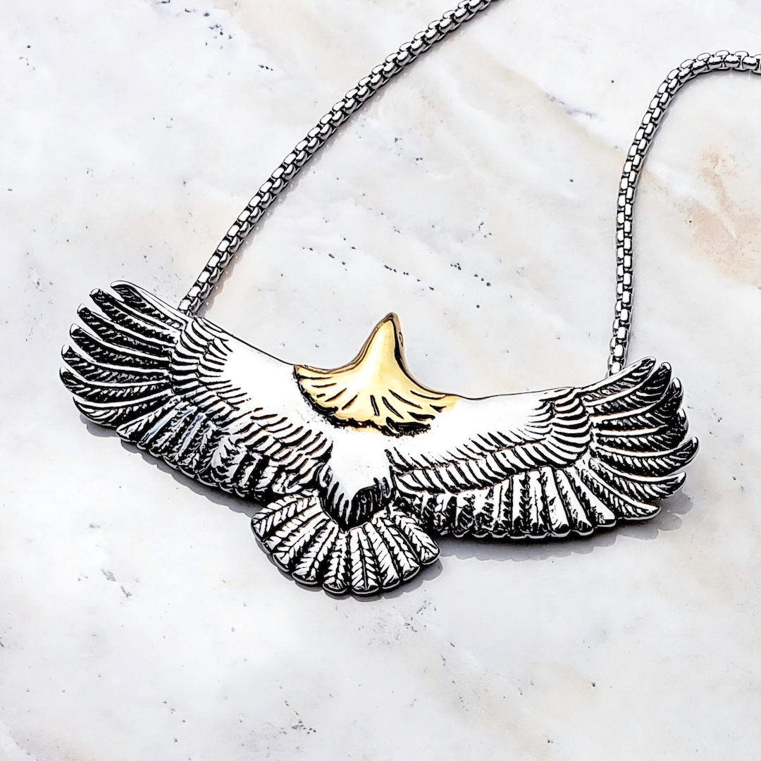 Men's TRIBAL EAGLE AMULET Necklace | Men's Gold Silver Stainless Steel ...