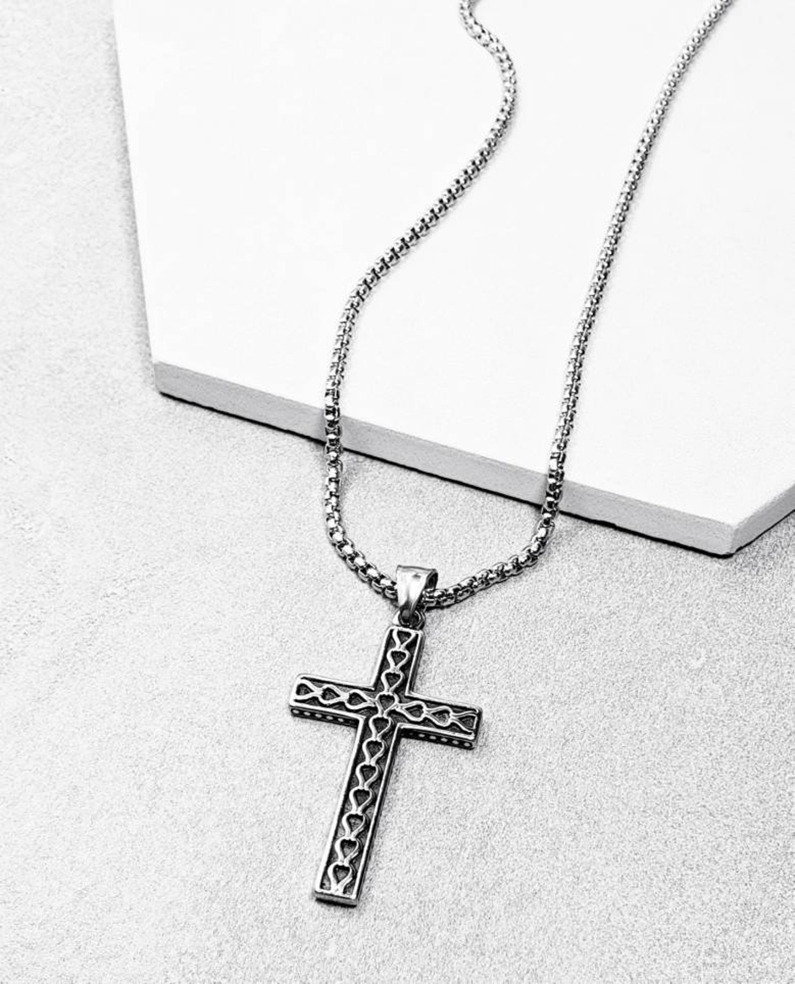 Men's viking Cross Necklace Men's Silver - Etsy