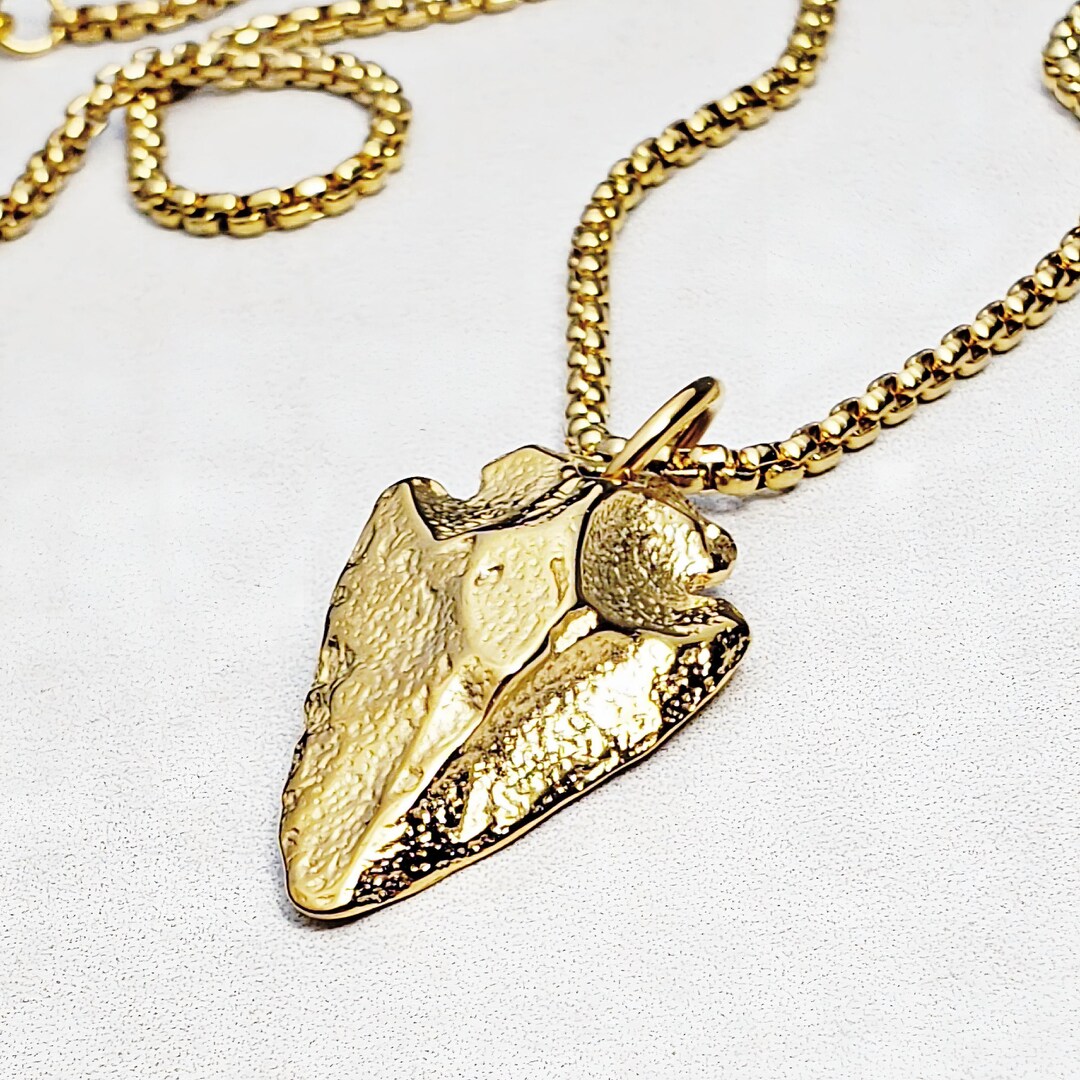 Men's GOLD TRIBAL ARROWHEAD Necklace| Men's Gold Stainless Steel Rustic ...