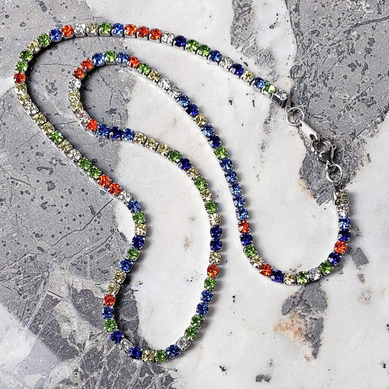 Mens Tennis Necklace Gem - Etsy