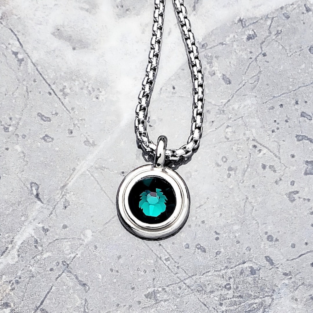 Men's SILVER EMERALD COIN Necklace| Men's Emerald Silver Stainless ...