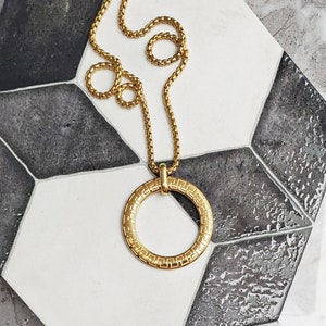 Men's GREEK KEY RING Necklace | Men's Gold Stainless Steel Greek Key ...