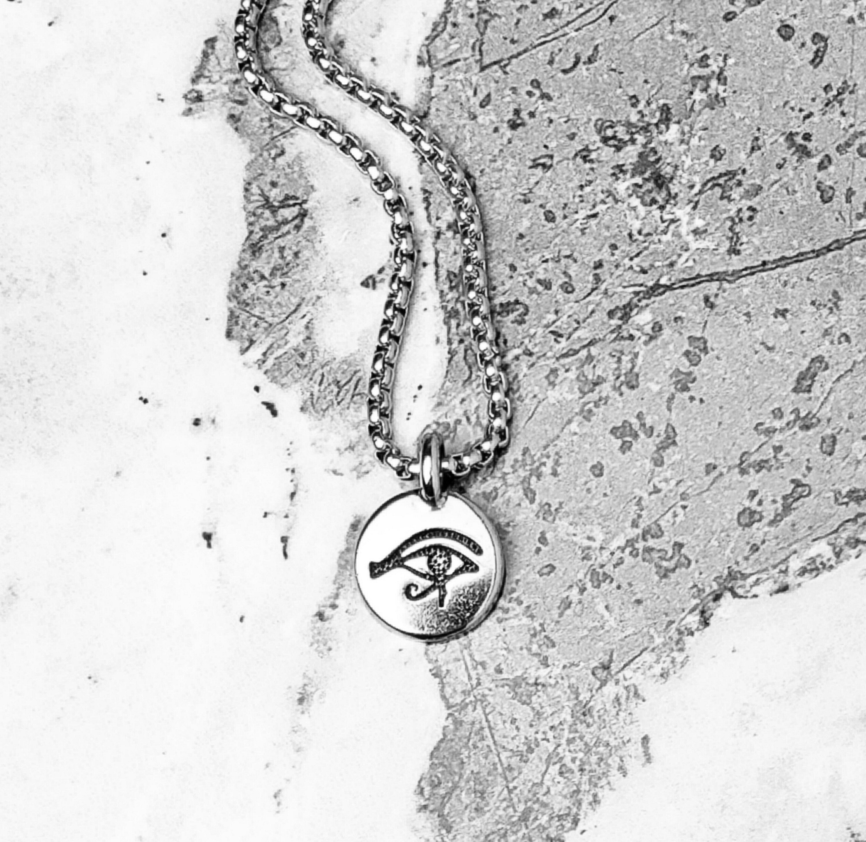 Men's EYE OF PROTECTION Necklace | Men's Silver Stainless Steel Mini ...