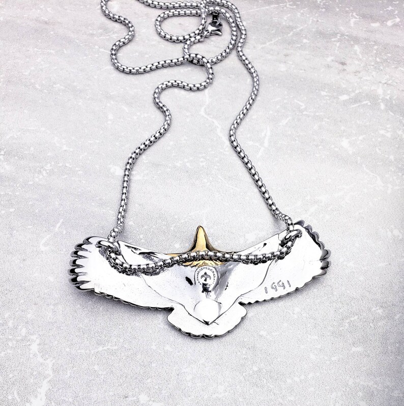 Men's TRIBAL EAGLE AMULET Necklace | Men's Gold Silver Stainless Steel ...
