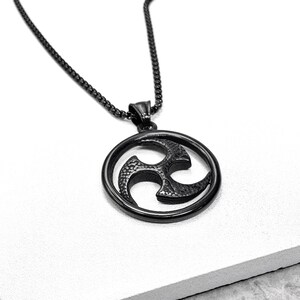 Men's "black SHINTO Tomoe" Necklace| Men's Black Stainless Steel ...