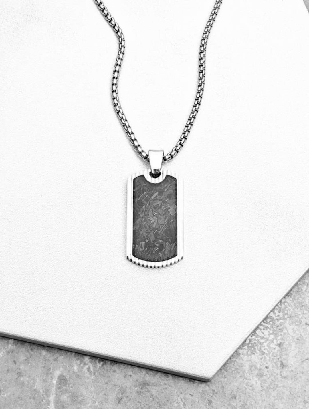 Men's graphite DOG Tag Necklace Men's Stainless Steel Carbon Graphite ...