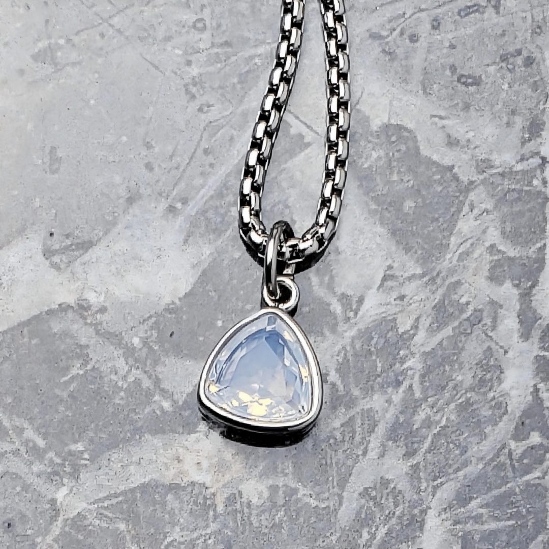 Men's SILVER MINI MOONSTONE Necklace | Men's Lab Grown Moonstone ...