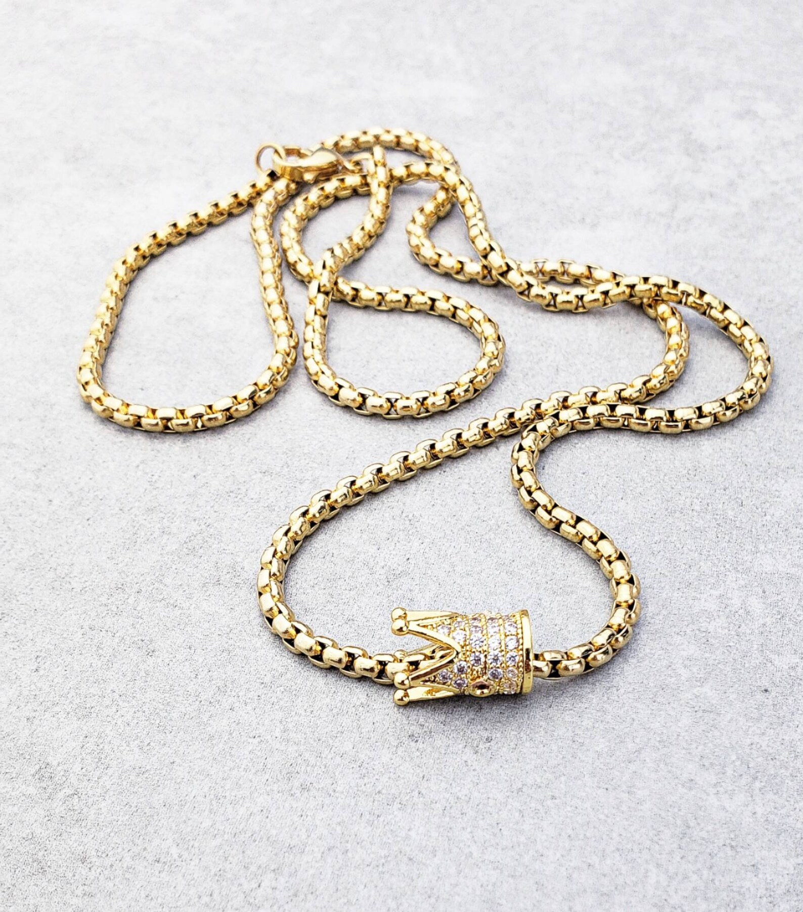 Men's gold PAVÉ Crown Necklace Men's Gold - Etsy