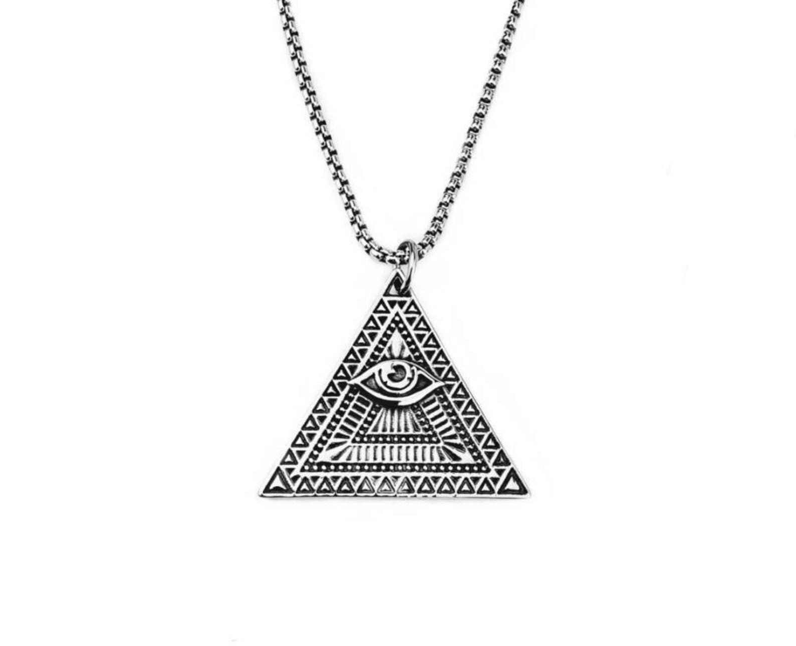 Men's evil EYE Pyramid Necklace Men's - Etsy