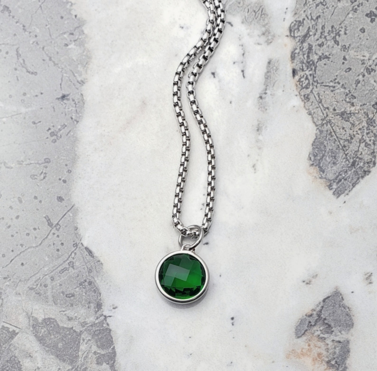 Men's SILVER EMERALD COIN Necklace | Men's Diamond Cut Emerald Cubic ...