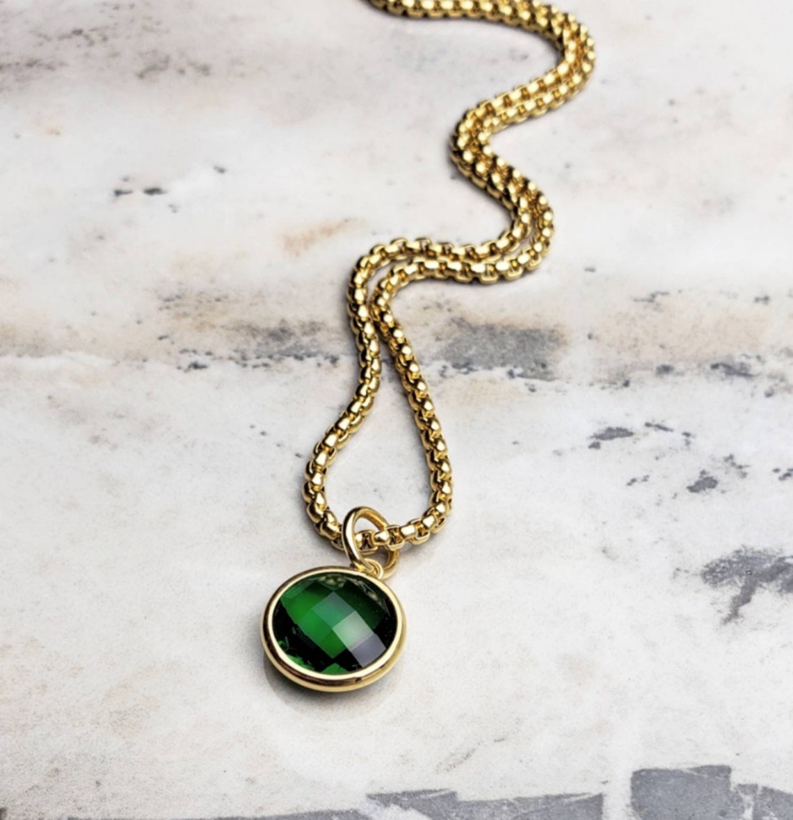 Men's GOLD EMERALD COIN Necklace | Men's Diamond Cut Emerald Cubic ...