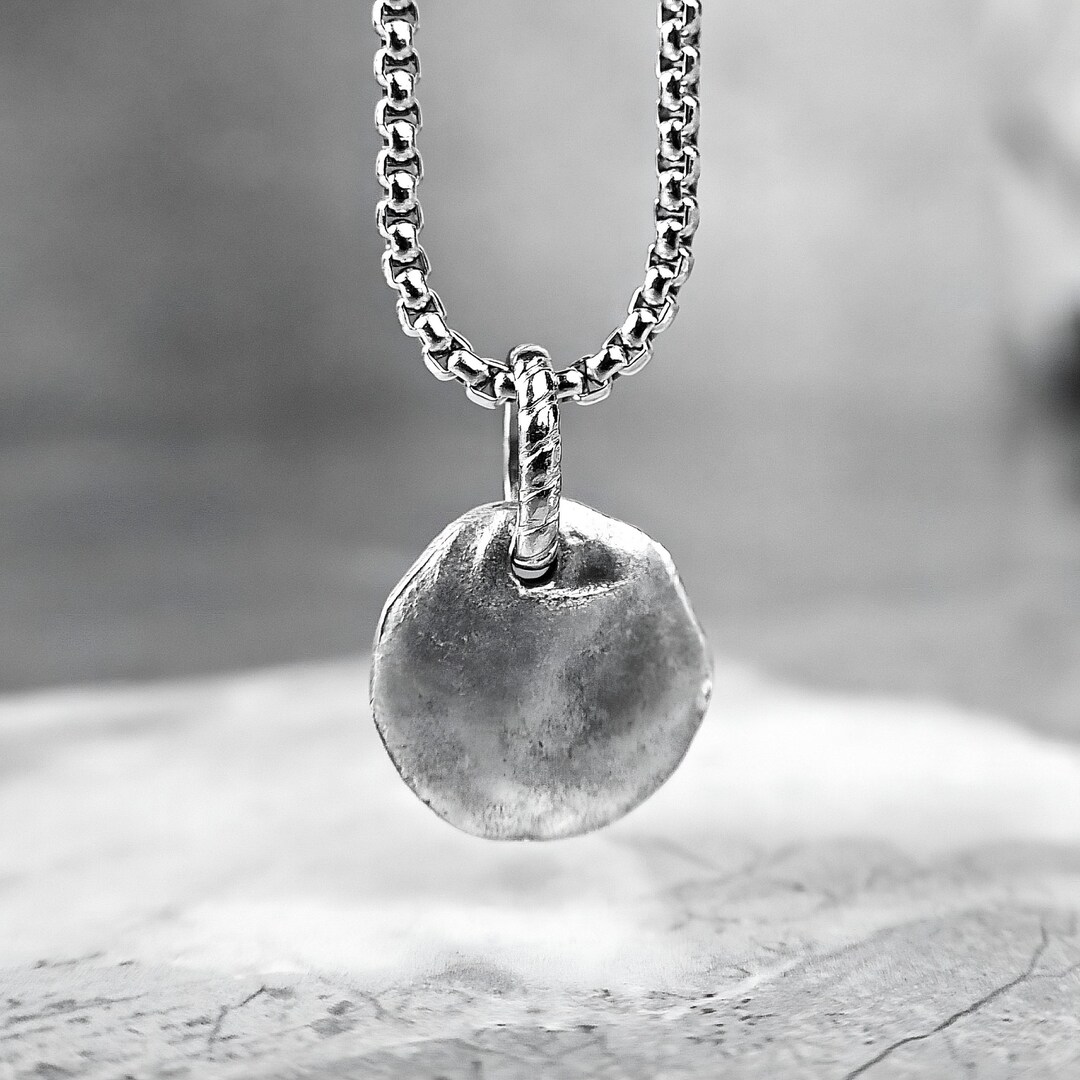 Men's SILVER MYKONOS COIN Necklace | Men's Silver Stainless Steel ...