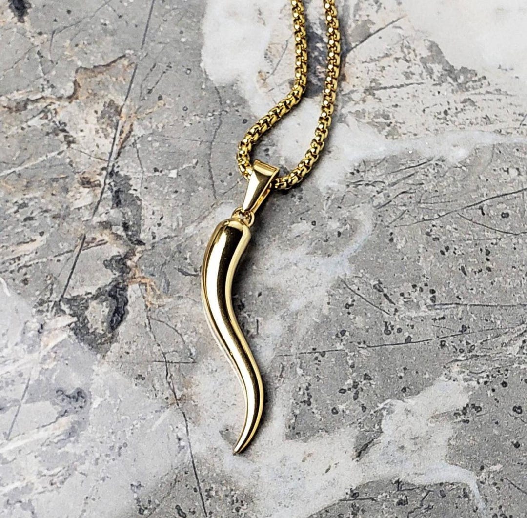 Men's "gold Cornicello" Necklace| Men's Gold Stainless Steel Italian ...
