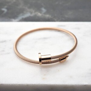 Men's ROSE GOLD WIRE Bracelet | Men's Rose Gold Stainless Steel Wire ...