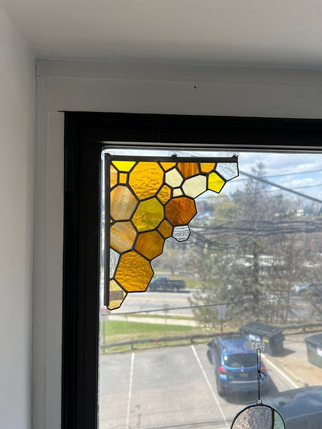 Stained Glass Honeycomb Corner Window Transom - Etsy