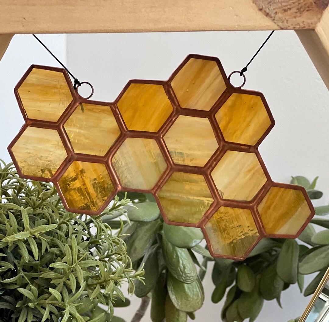 Stained Glass Honeycomb Sun Catchers | Vintage and Modern Glass - Etsy