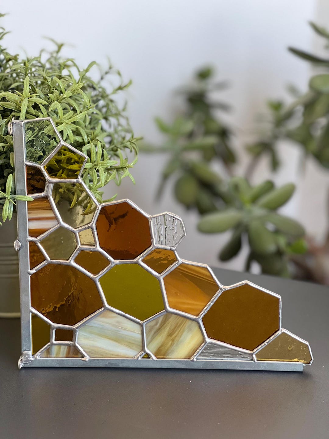 Stained Glass Honeycomb Corner Window Transom - Etsy