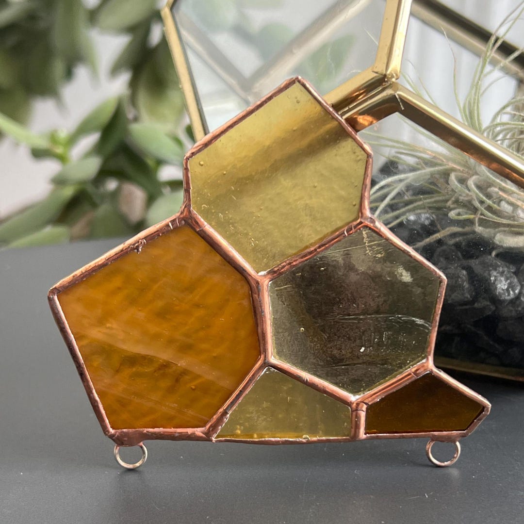 Honeycomb Sun Catchers | Yellow and Amber Glass | Vintage & Modern ...