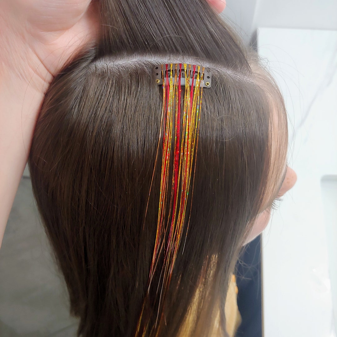 Fall Hair Tinsel Extension: Bronze, Red, Gold Clip-in Sparkle Reusable ...