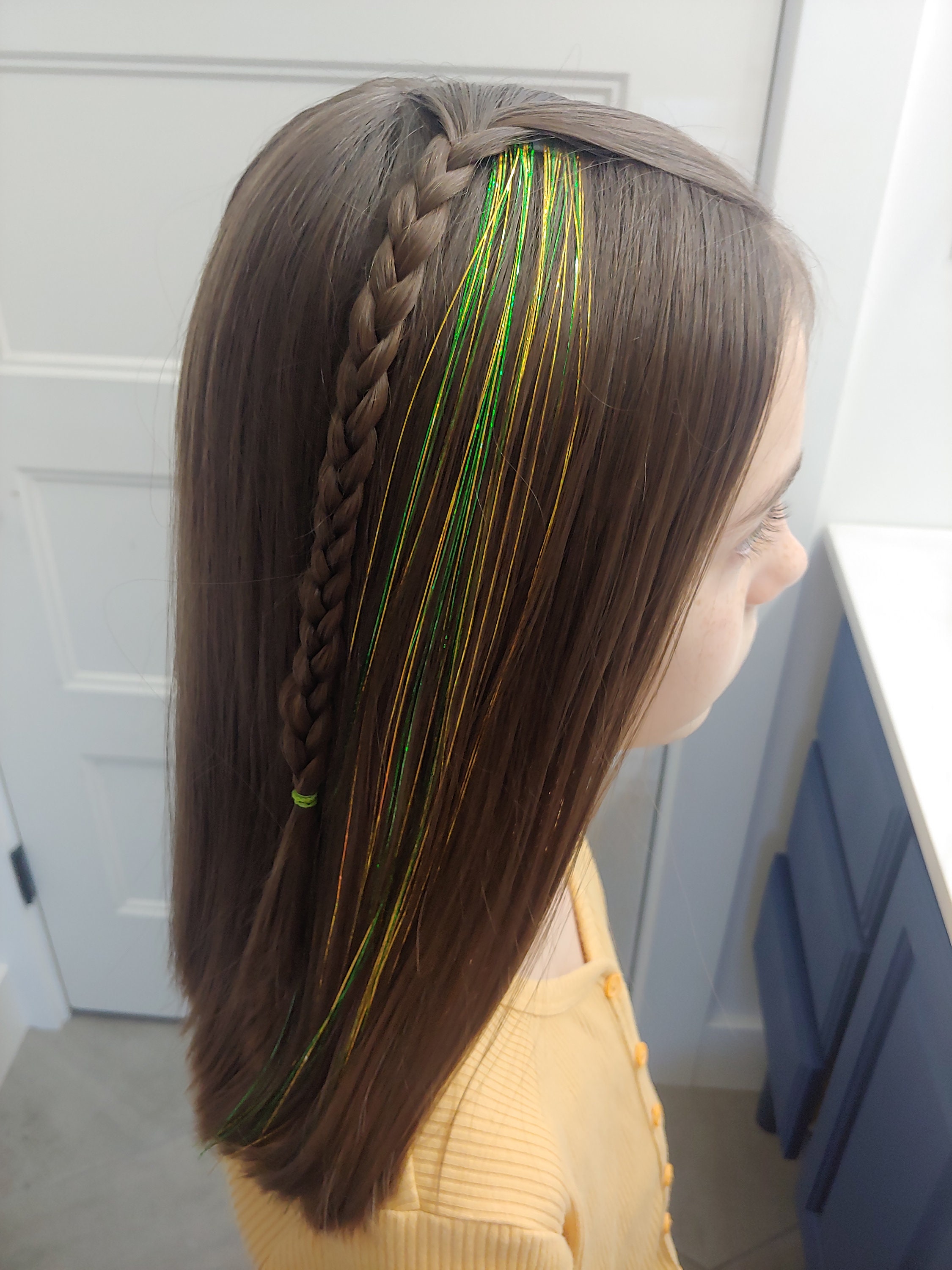 St Patrick Clip-in Hair Tinsel Extension Fairy Glitter Fancy Shiny ...