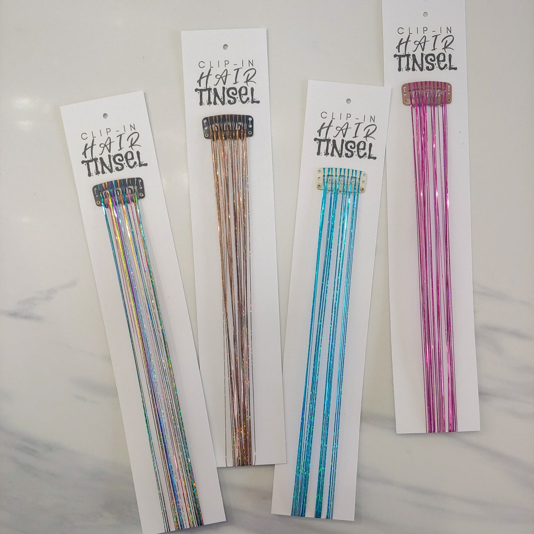 Clip-in Hair Tinsel Extension: Sparkling Fairy Hair Bling. Reusable Clip-in Hair Tinsel. - Etsy