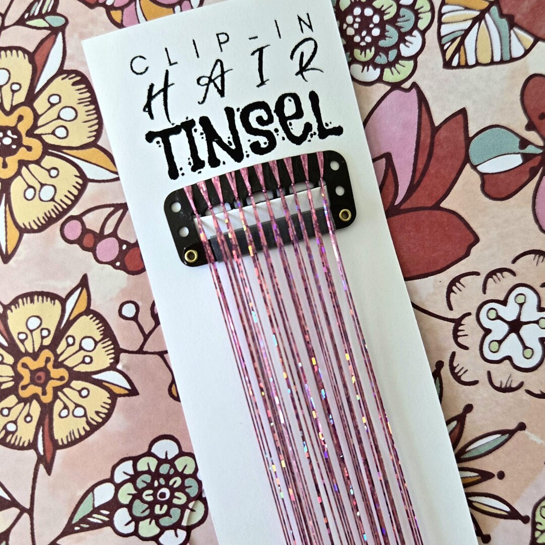 Light Pink Clip-in Hair Tinsel Extension: Sparkle Party Accessory Reusable Clip-in Hair Tinsel ...