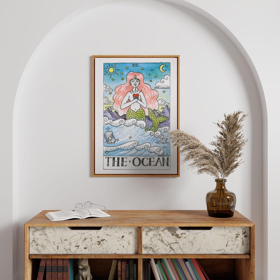 The Ocean Tarot Card || Watercolor Tarot Poster Mixed Media Fine Art ...