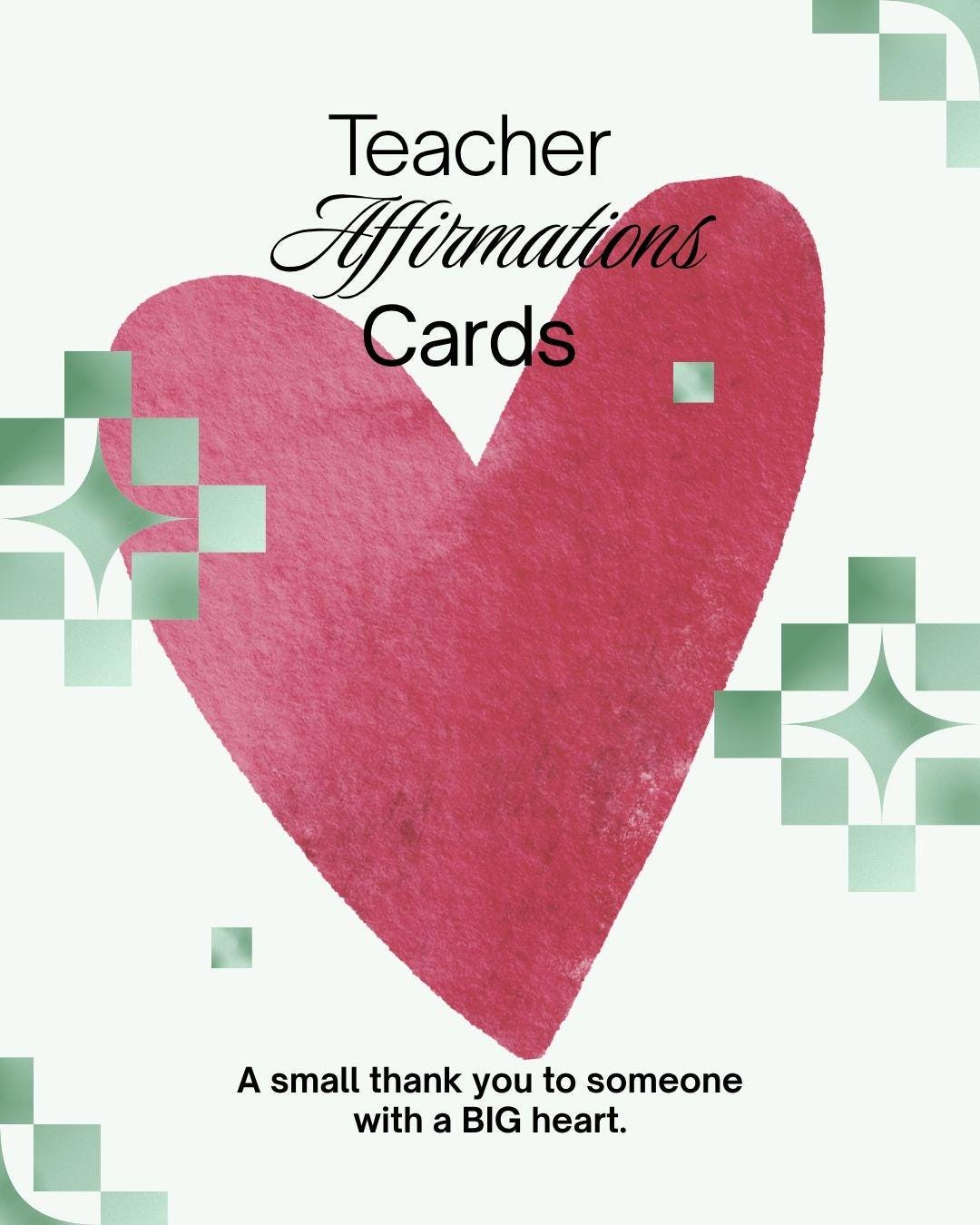 50 Teacher Affirmation Cards| Printable Teacher Appreciation Gift ...