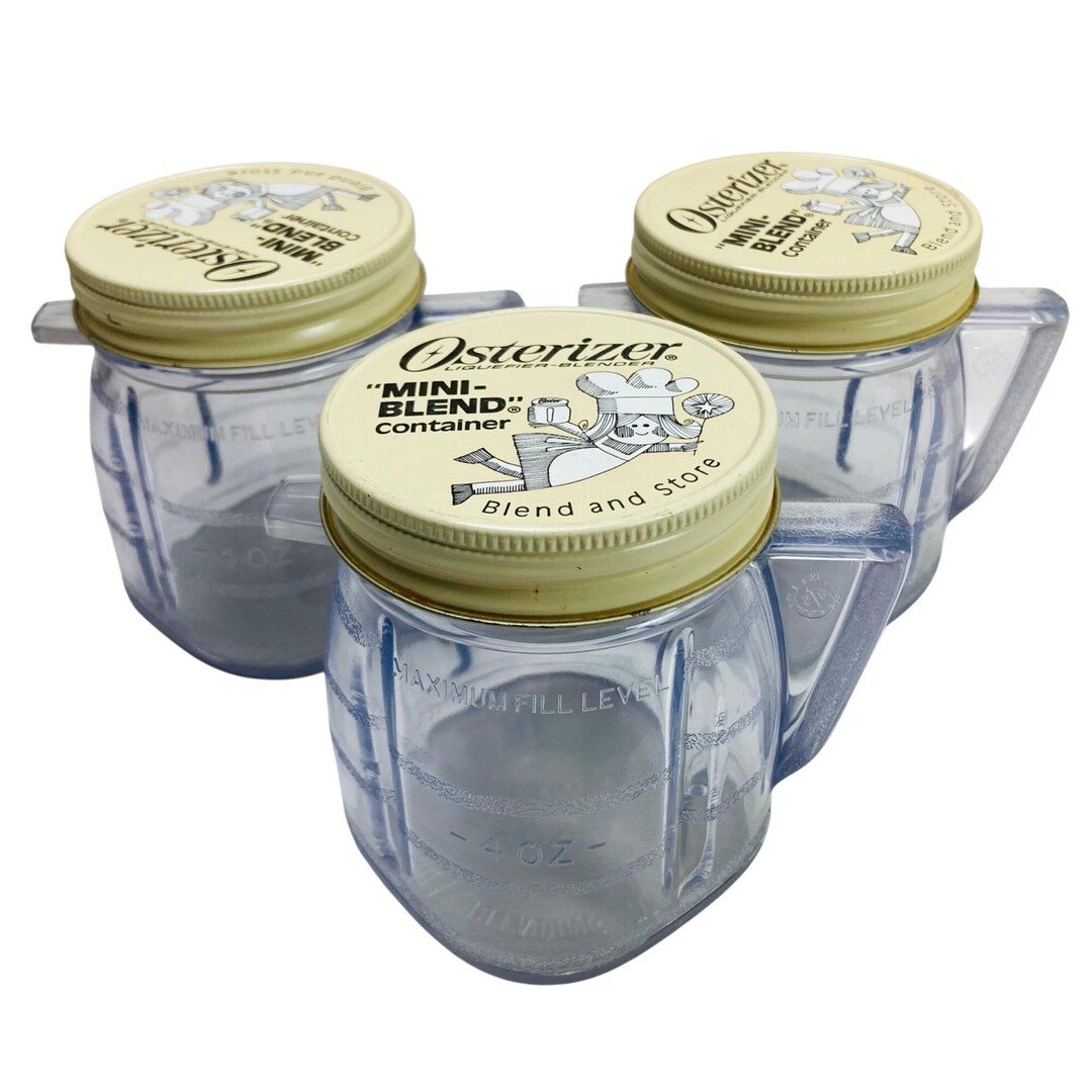Osterizer Mini-blend Plastic Container W/ Metal Lids Vintage 8oz ...