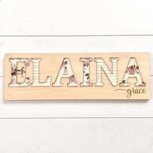 Chic Custom Engraved Name Puzzle Little Girl Shower/ 1st Birthday Gift ...