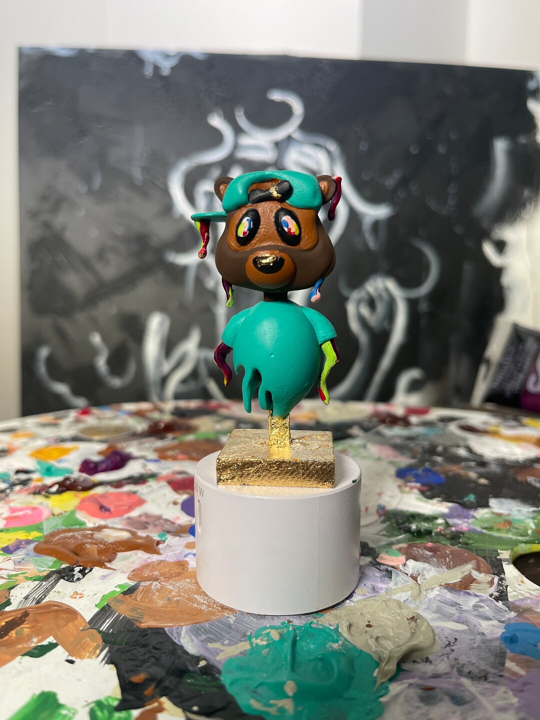 Mini Figure of Hip Hop Mascot Kanye Bear Sculpture for Hip Hop Fans - Etsy