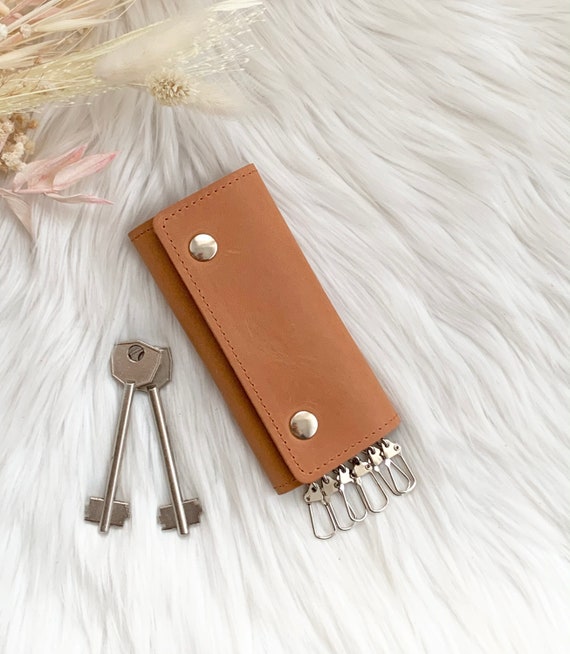 Brown leather key holder for women Gift for girlfriend 3rd | Etsy
