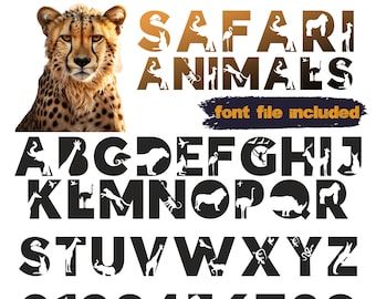 Safari Alphabet PNG Safari Animal Numbers SVG Cute Animal Letters ...