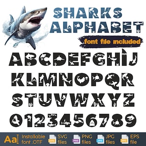 Shark Letters SVG, Fish Ocean Alphabet Svg, Underwater Silhouette Svg ...