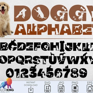 Dog Letters SVG, Dog Alphabet & Numbers SVG, Dog Silhouette Clipart ...