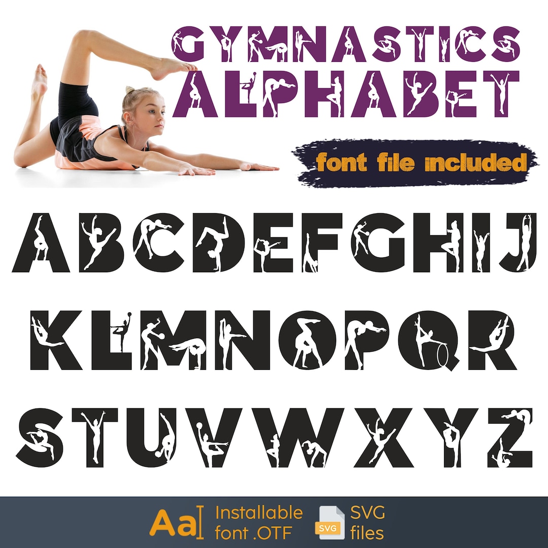 Gymnastics Alphabet Font, Craft Fonts, Sport Alphabet, Gymnast Letters ...