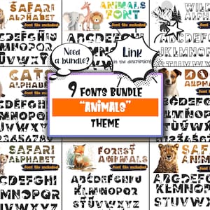 Animals Font for Kids, Animals Letters, SVG and TTF, Safari Zoo Animals, Fun Cute Font, Kids ...