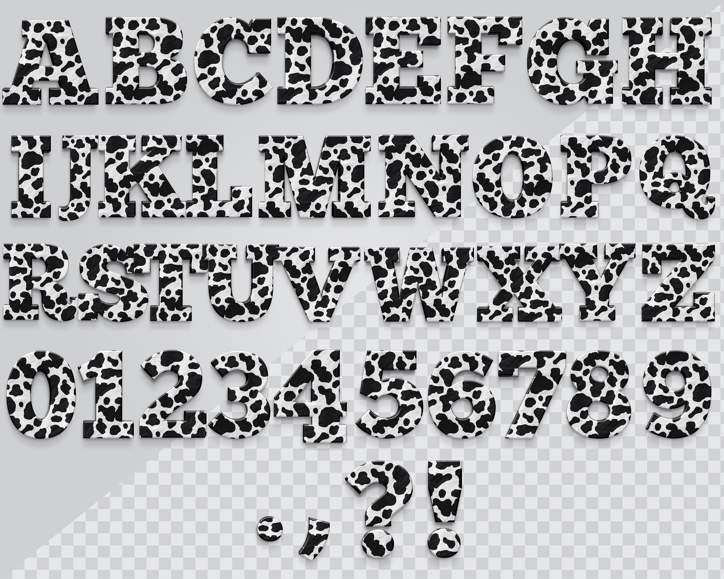 Letras de vaca PNG Alfabeto de vaca PNG Letras de animales - Etsy México