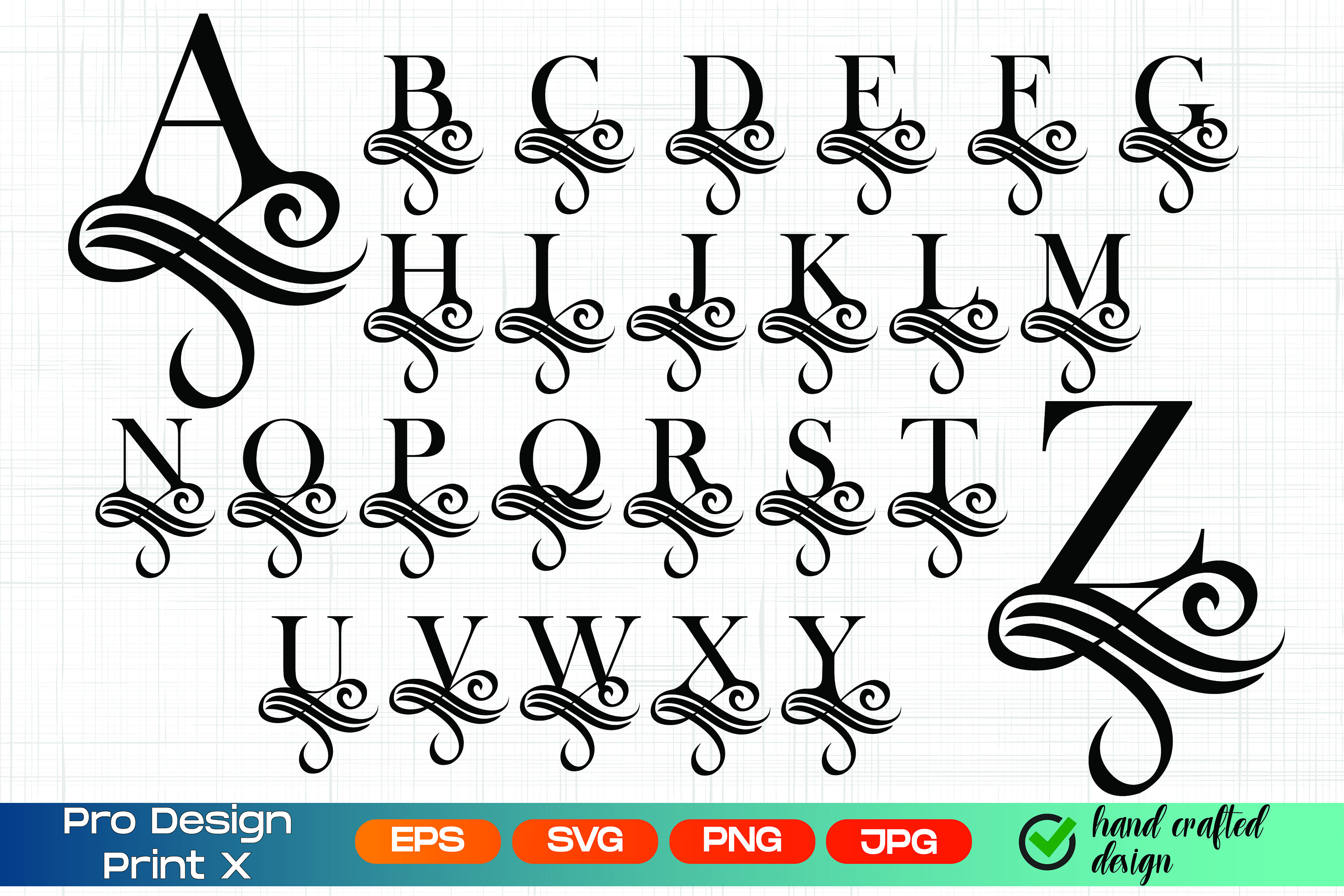 Monogram svg Monograma de vine letras monogramas imágenes | Etsy