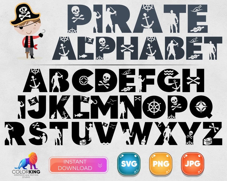 Pirate Letters SVG Kids Alphabet SVG Pirate Alphabet Craft - Etsy