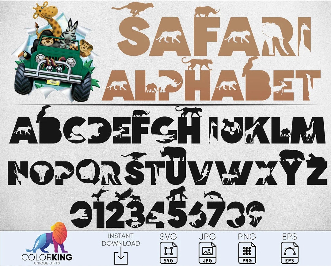Safari Animals Alphabet SVG, Zoo Letters SVG, Kids Alphabet, Wildlife ...